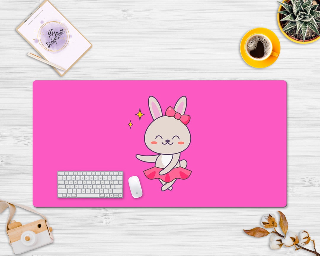 Cute Bunny Kawaii Pink Desk Mat, Cute Desk Pad, Extra Large Desk Mat ...