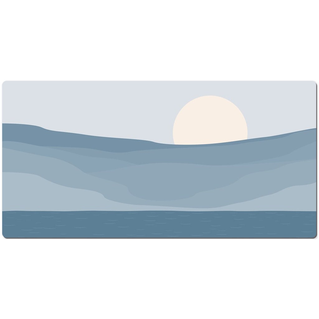 Abstract Blue Boho Landscape Desk Mat Cute Blue Desk Mat - Etsy