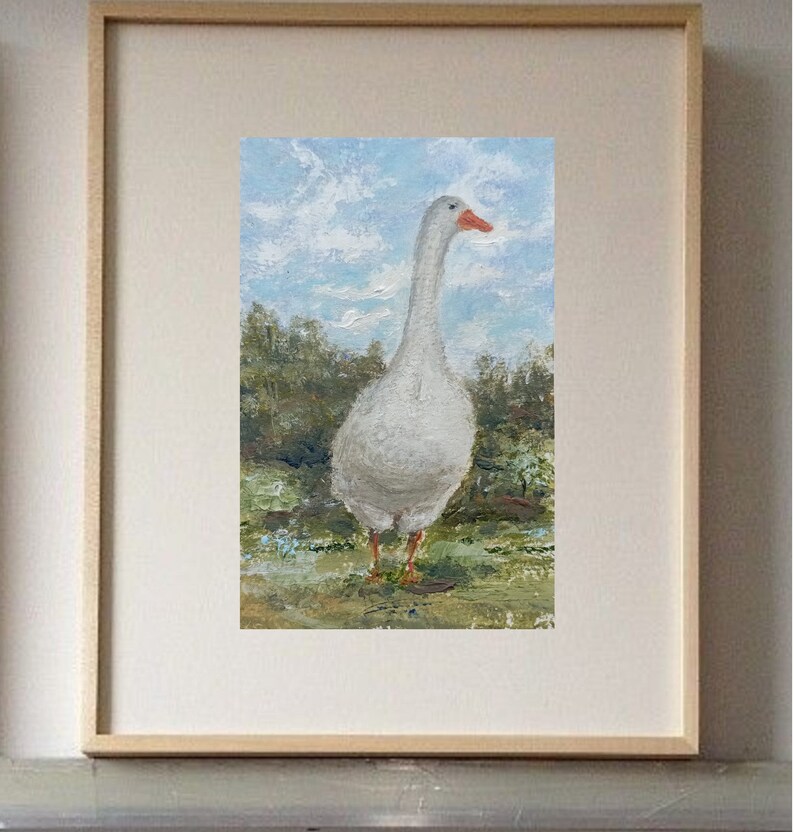 Goose Oil Painting Small Original Artwork - Etsy