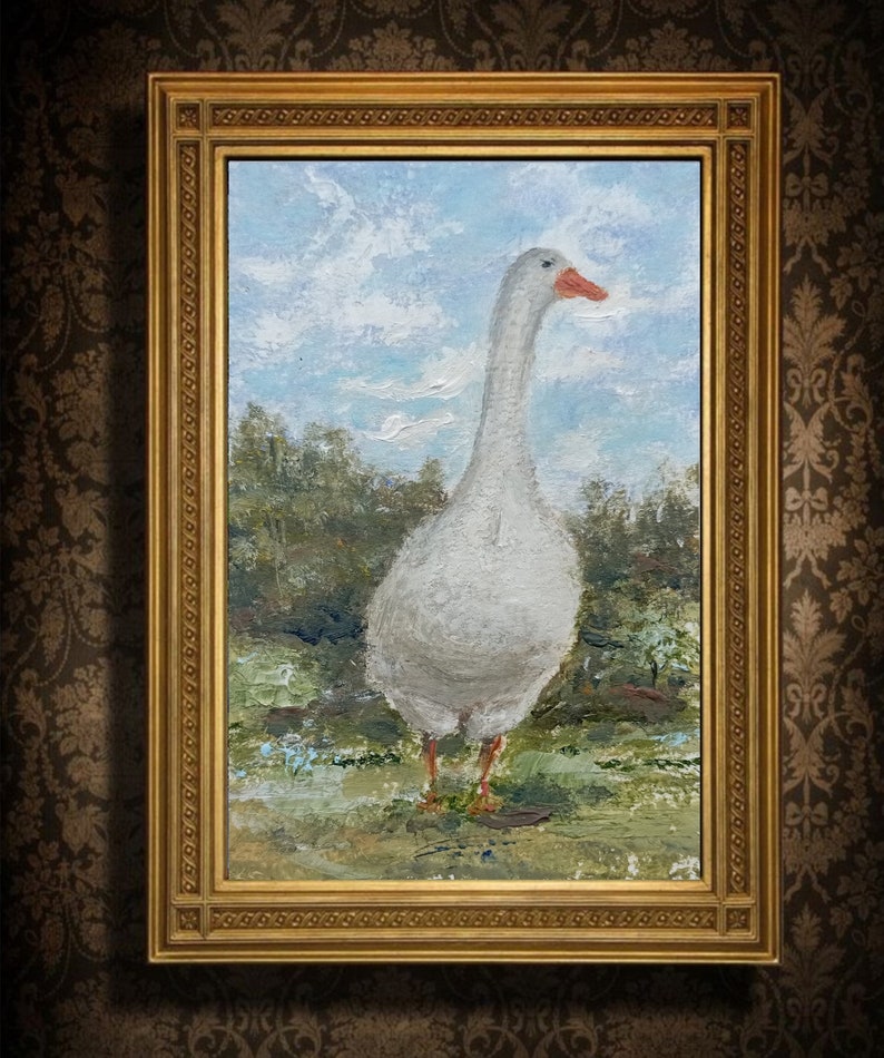 Goose Oil Painting Small Original Artwork - Etsy