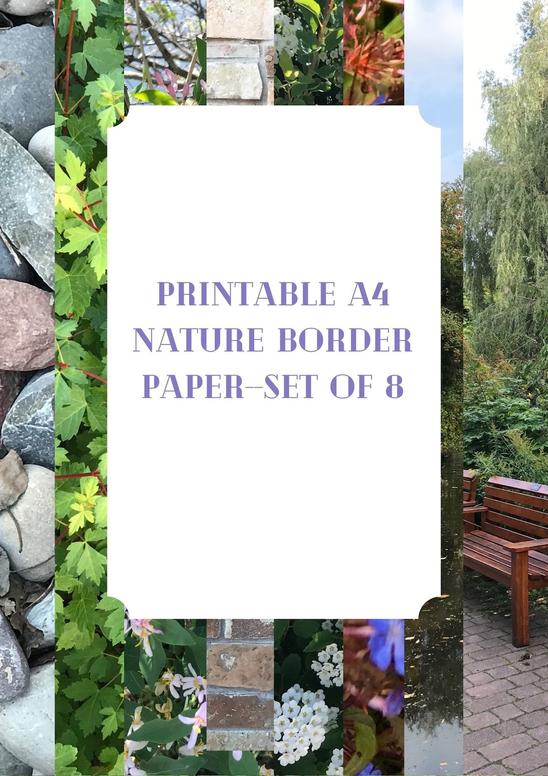 Printable Nature Border 4A Lined Paper--set of 8 (lined) - Etsy