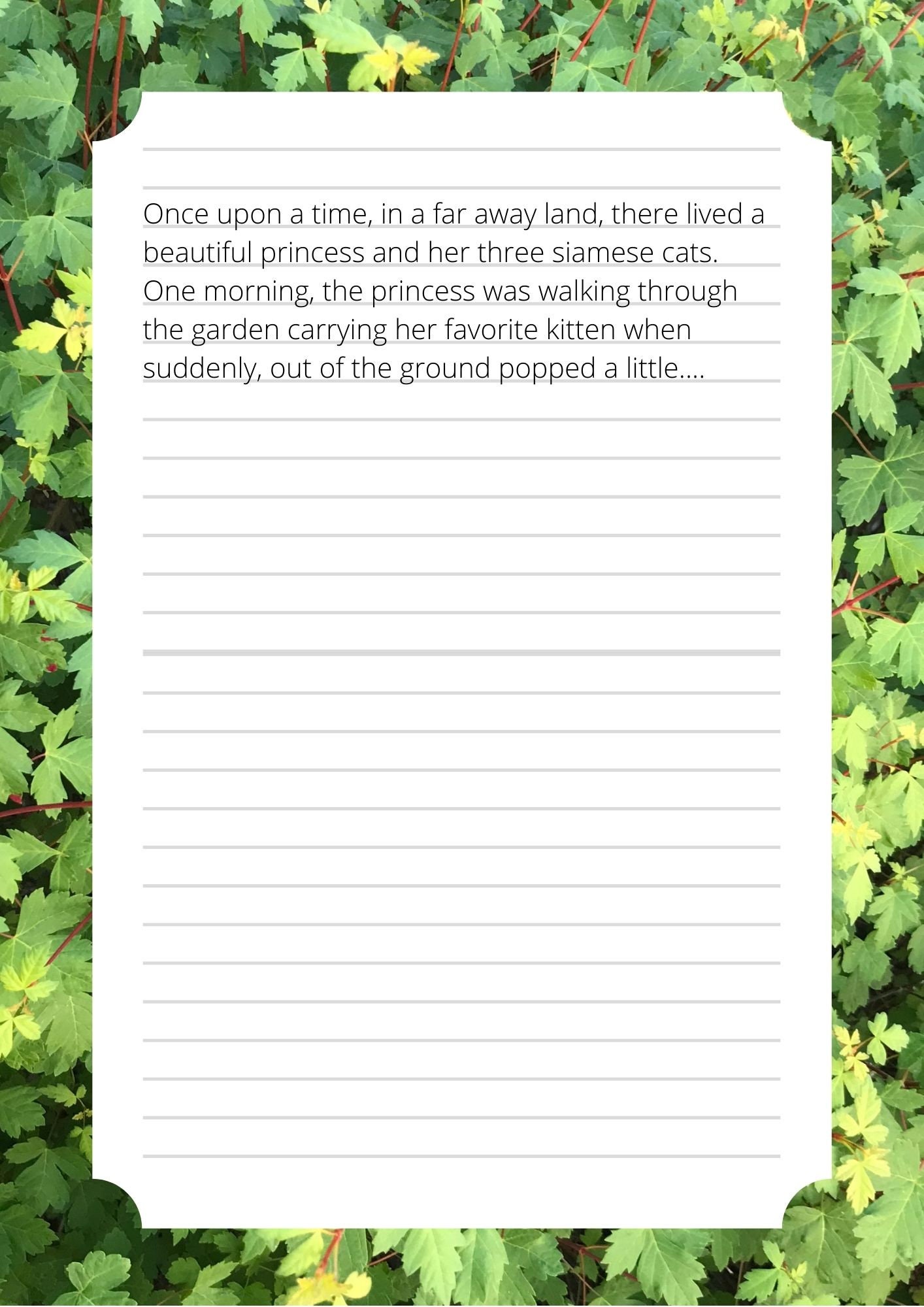 Printable Nature Border 4A Lined Paper--set of 8 (lined) - Etsy UK