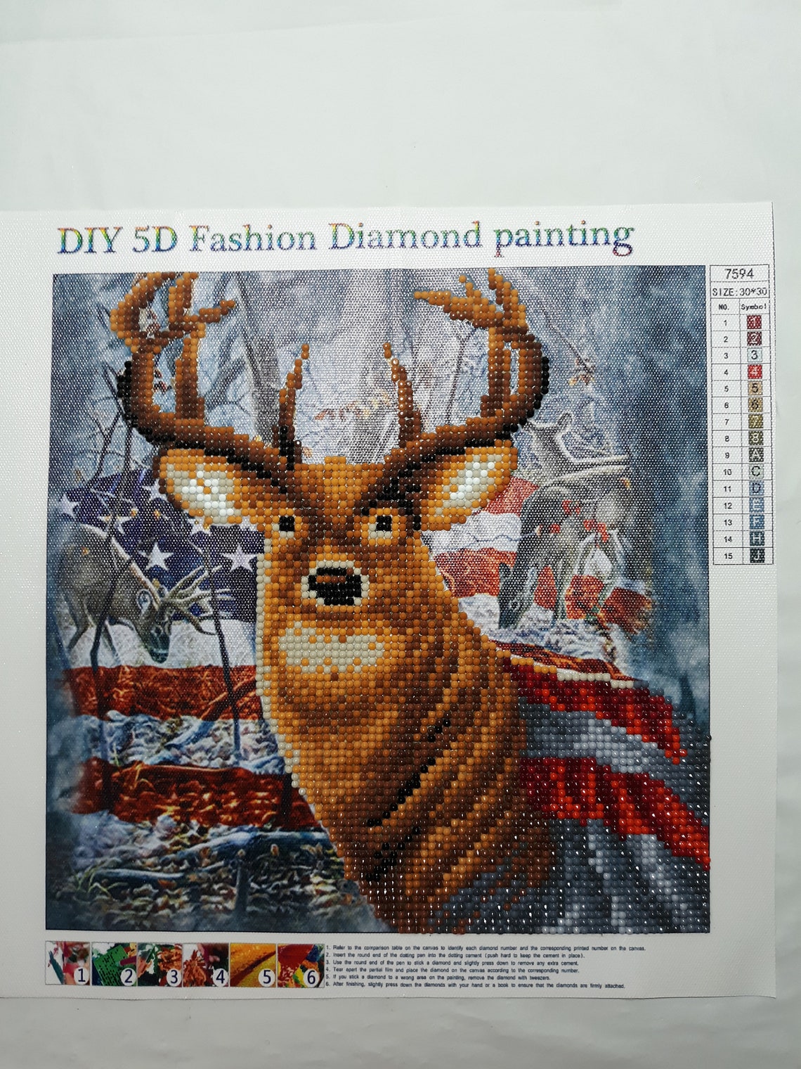Deer With Flag Completed 5D Diamond Painting - Etsy