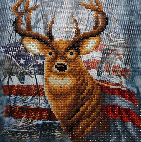 Deer with Flag Completed 5D Diamond Painting | Etsy