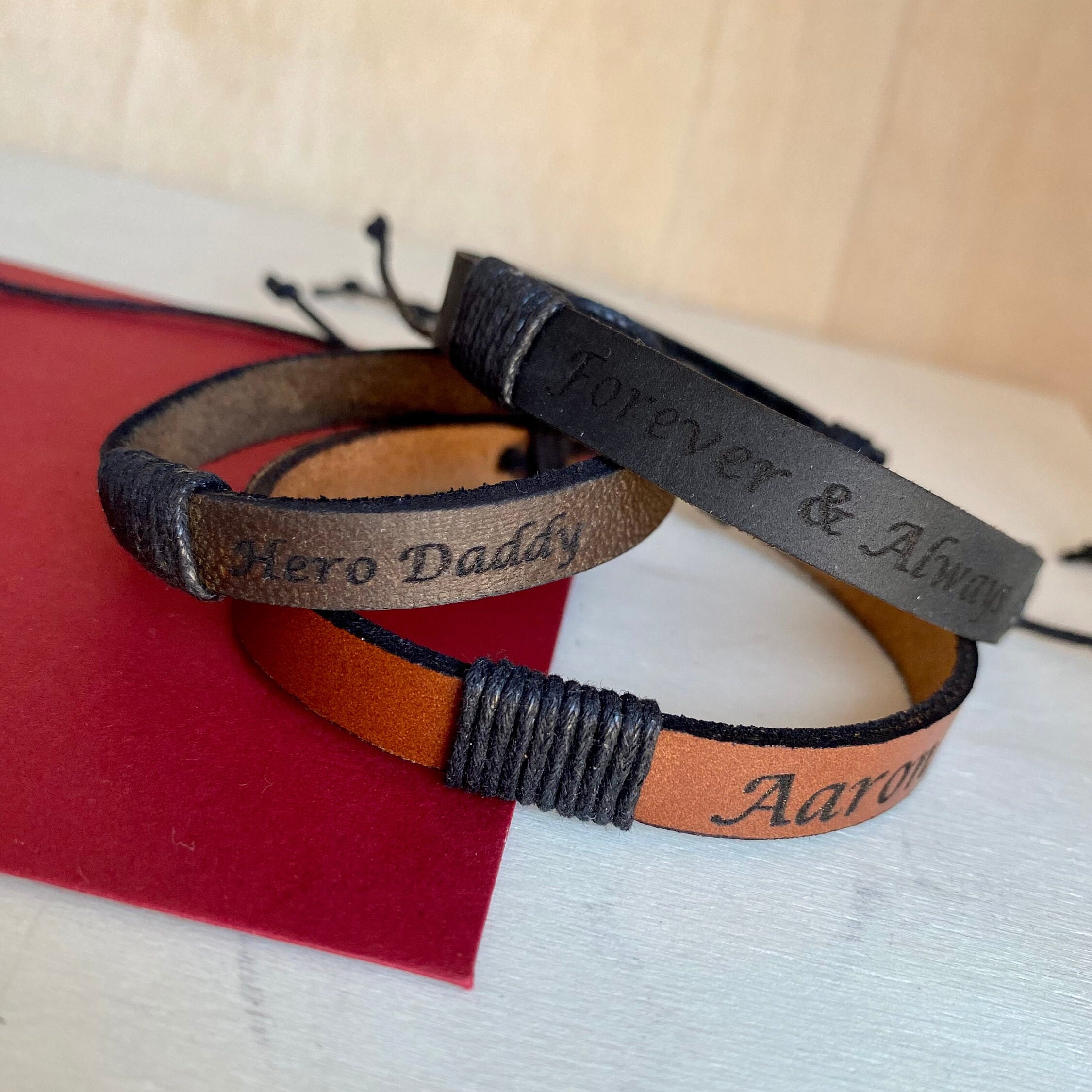 Personalized Leather Kids Bracelet: Custom Name Family Jewelry - Etsy
