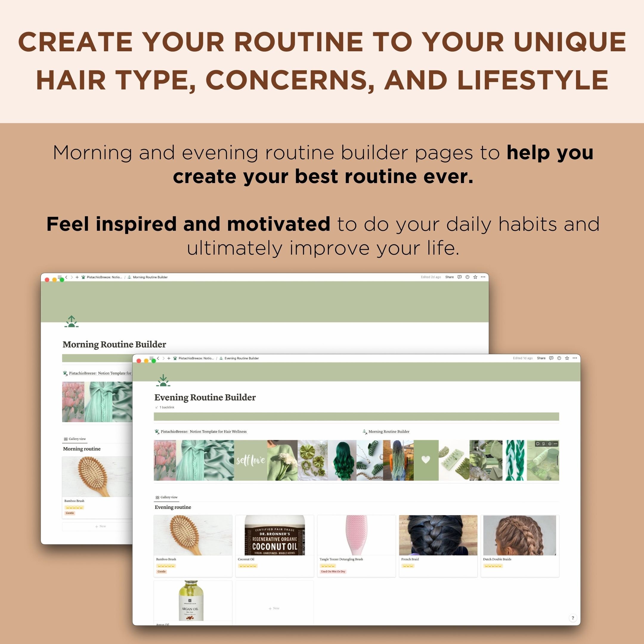 Personalised Hair Care Planner, Beauty Notion Planner, Custom Hair Care ...