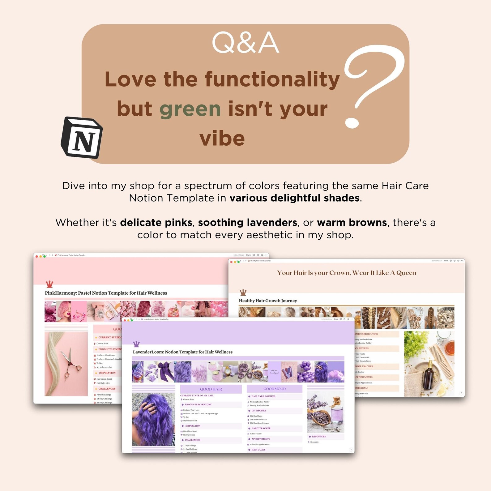 Personalised Hair Care Planner, Beauty Notion Planner, Custom Hair Care ...