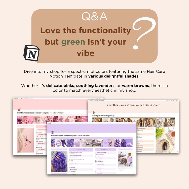 Personalised Hair Care Planner, Beauty Notion Planner, Custom Hair Care ...