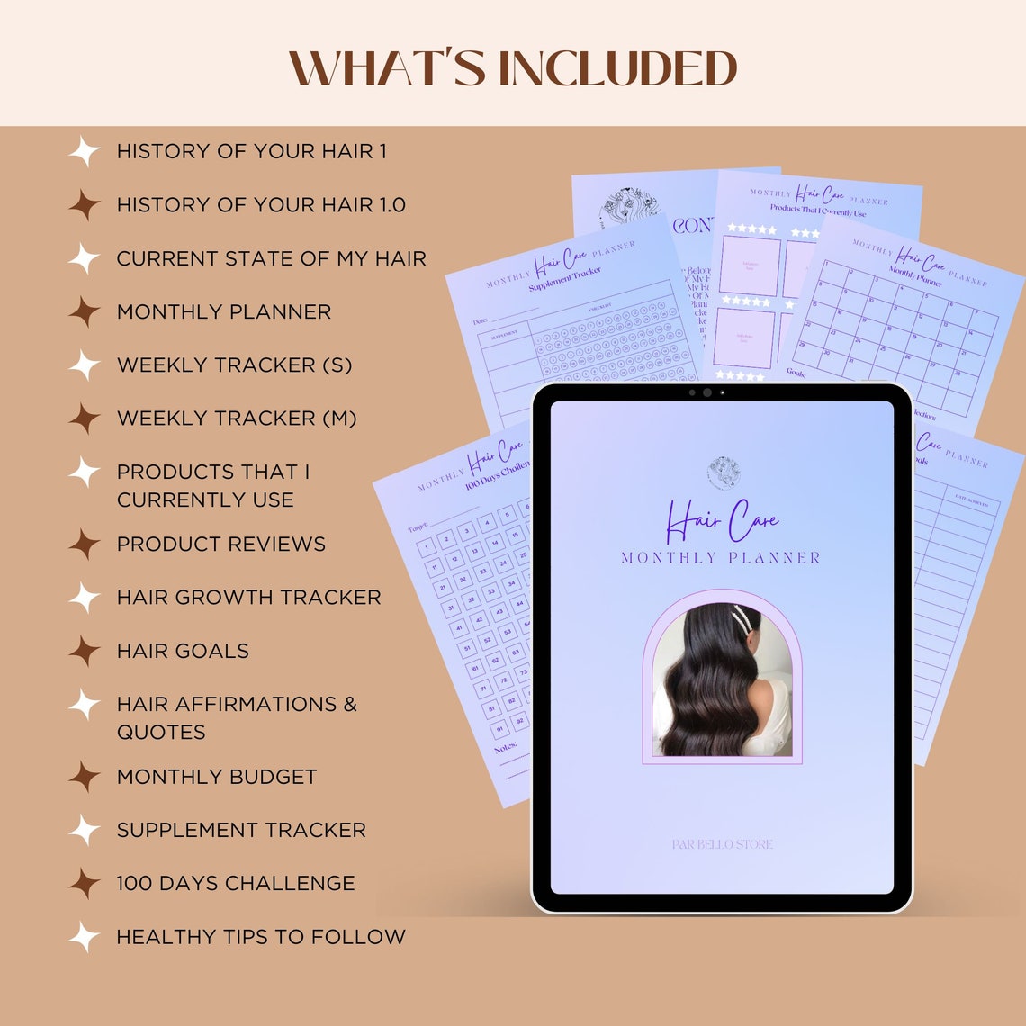 Monthly Hair Care Planner, Daily Hair Journal,hair Tracker, Natural ...