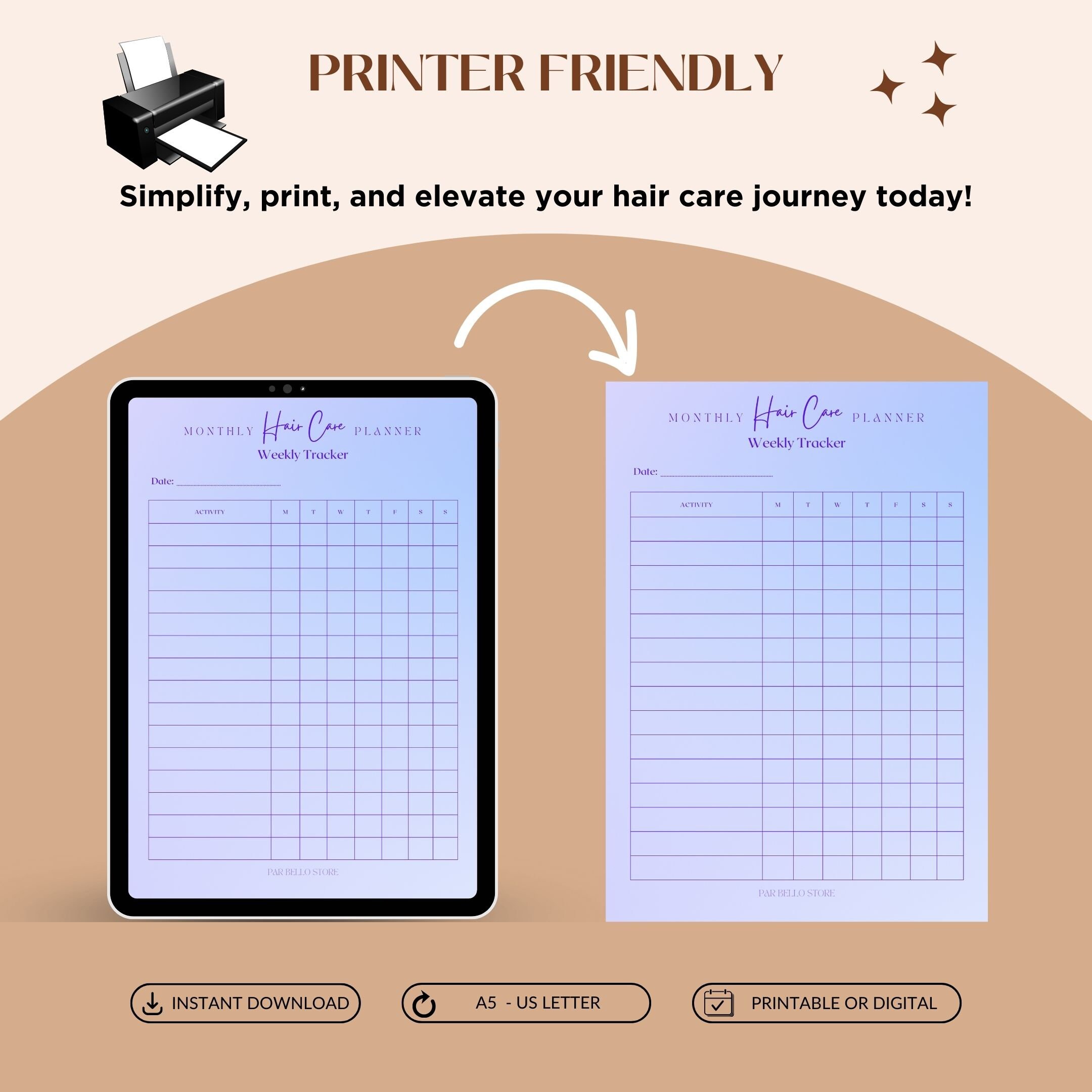 Monthly Hair Care Planner, Daily Hair Journal,hair Tracker, Natural ...