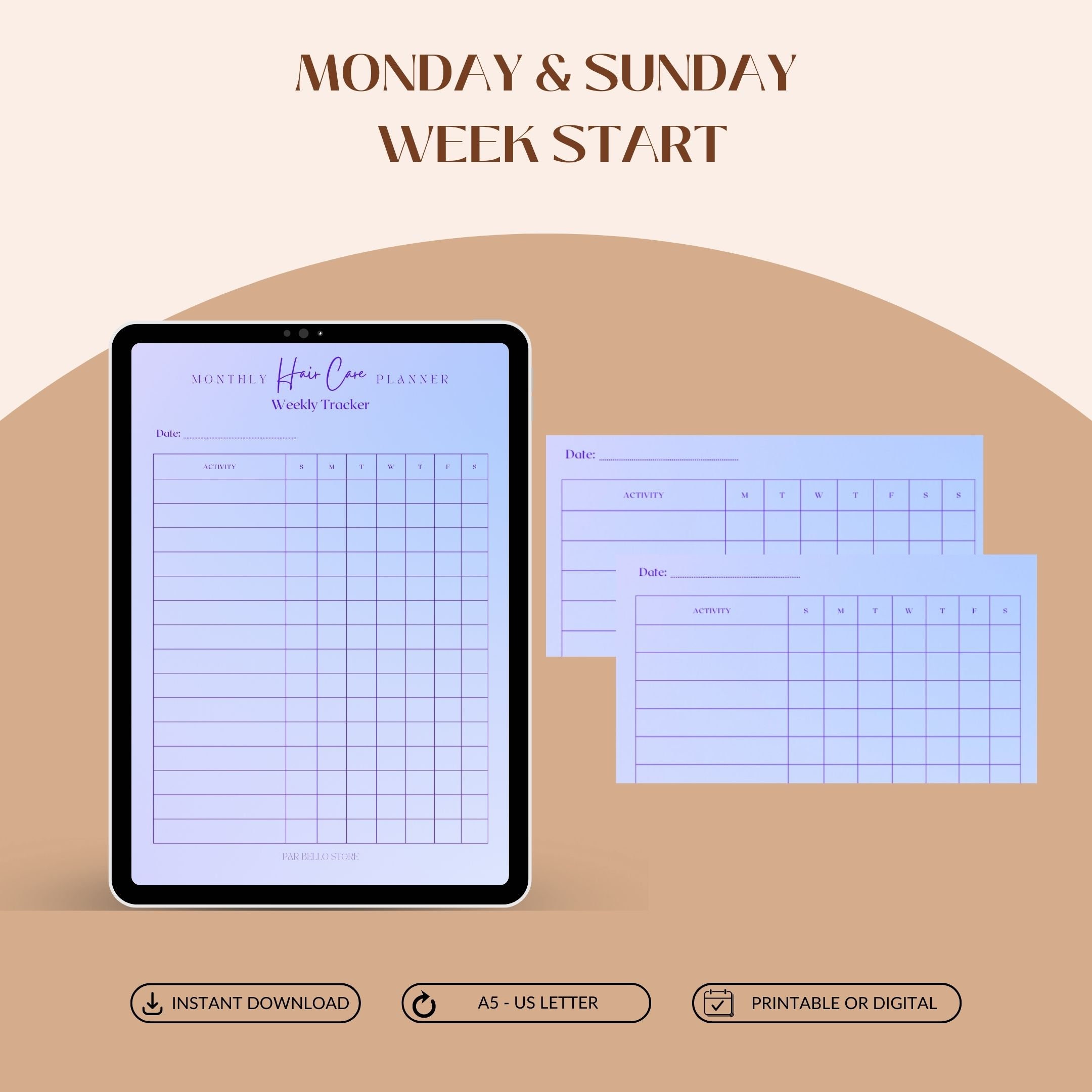 Monthly Hair Care Planner, Daily Hair Journal,hair Tracker, Natural ...