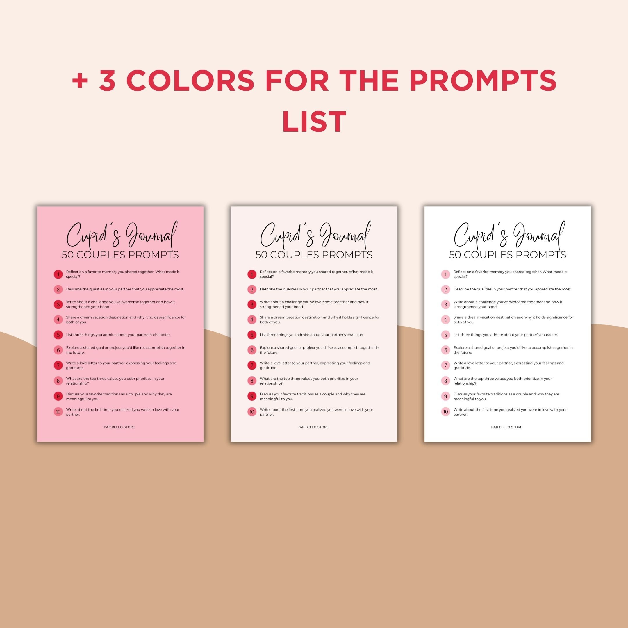 50 Journal Prompts for Couples as Valentine's Day Gift, Digital Writing ...