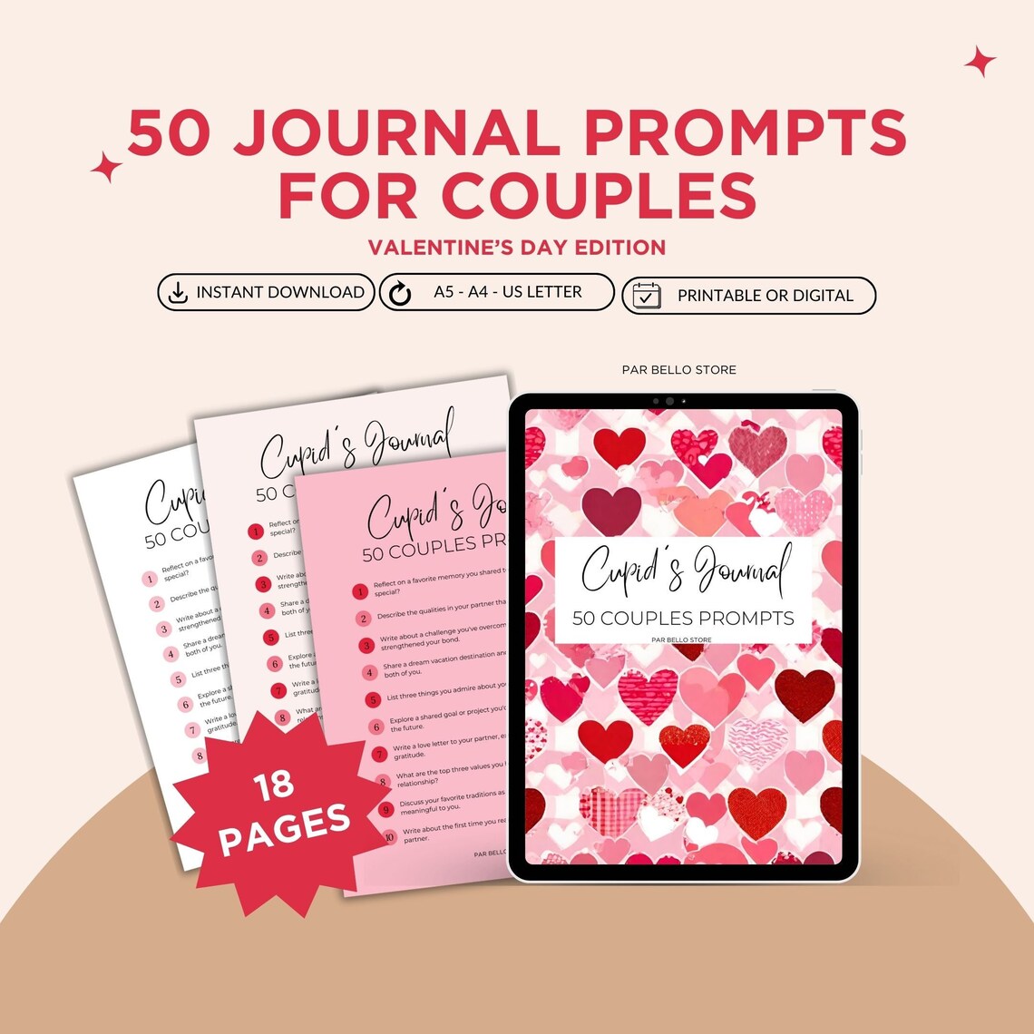 50 Journal Prompts for Couples as Valentine's Day Gift, Digital Writing ...