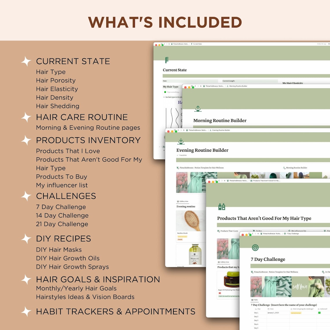 Personalised Hair Care Planner, Beauty Notion Planner, Custom Hair Care ...