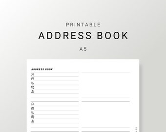 A6 Address Book Printable Inserts Contact List Template | Etsy