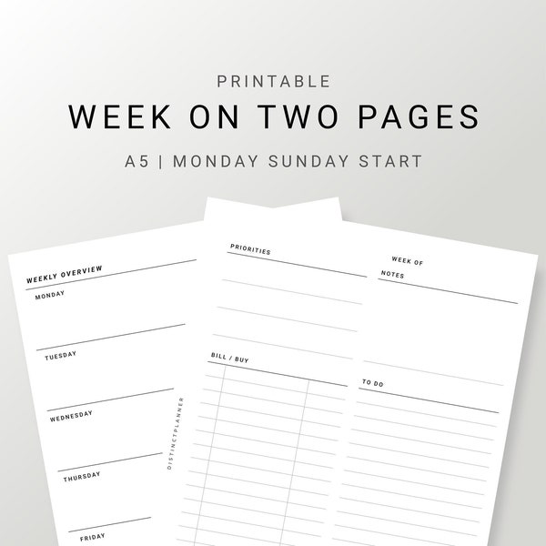 Week on Two Pages - Etsy