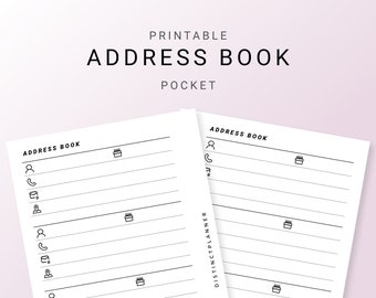 A6 Address Book Printable Inserts Contact List Template | Etsy