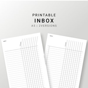Printable Inbox A5 Size, Inbox Planner Inserts, Inbox Tracker ...