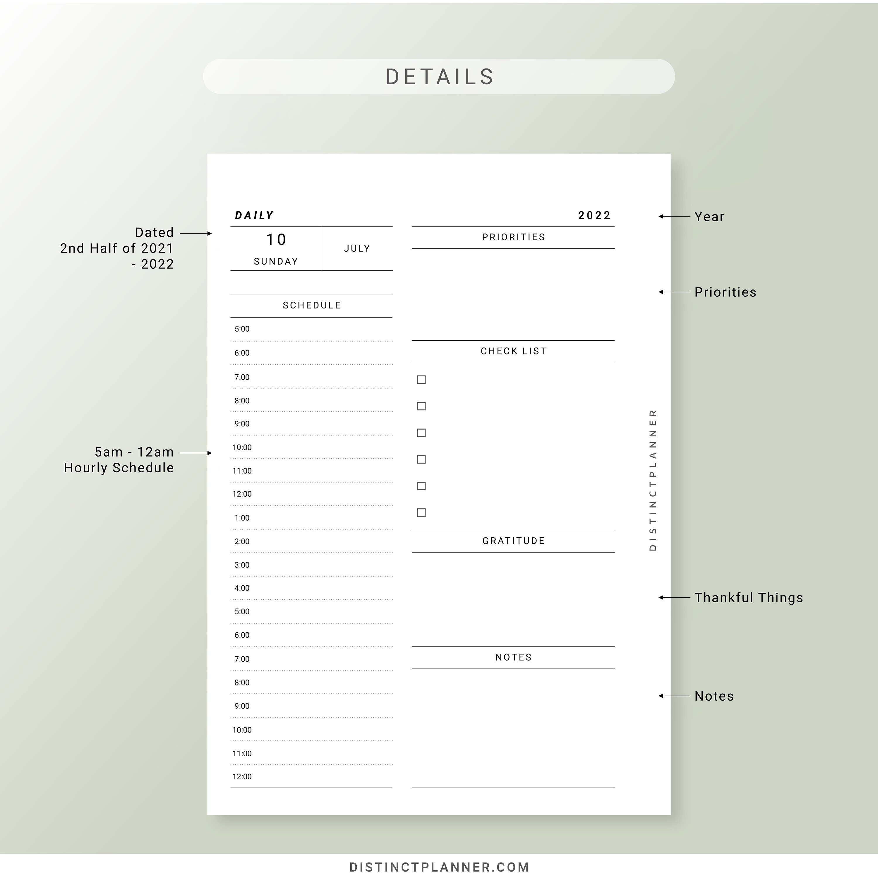A6 2022 Dated Daily Planner Printable, 2H 2021 2022 Full Dated Daily ...