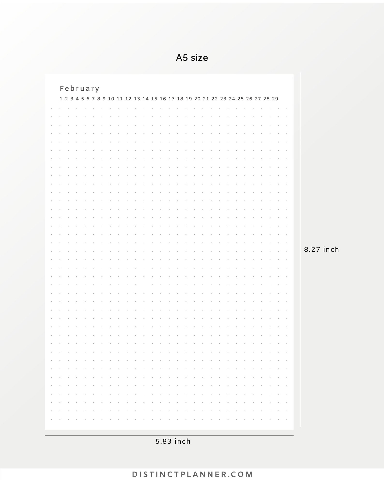 A5 Dotted Bullet Journal Printable Monthly Note Paper Dot Grid Bujo ...
