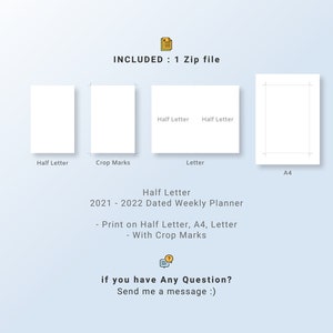 2022 Dated Minimalist Weekly Planner Printable | Half Letter 2021 ...