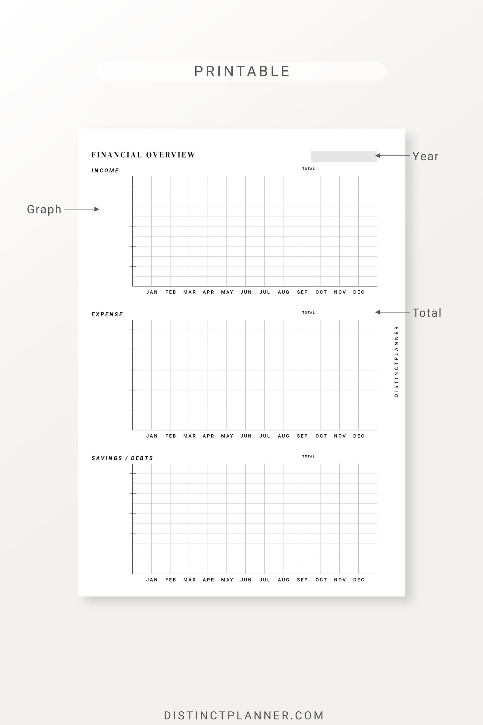 A5 Inserts, Yearly Financial Overview Printable & Fillable, Financial ...