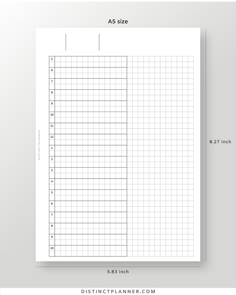 A5 Undated Daily Planner Printable 5am Hourly Square Grid Layout ...