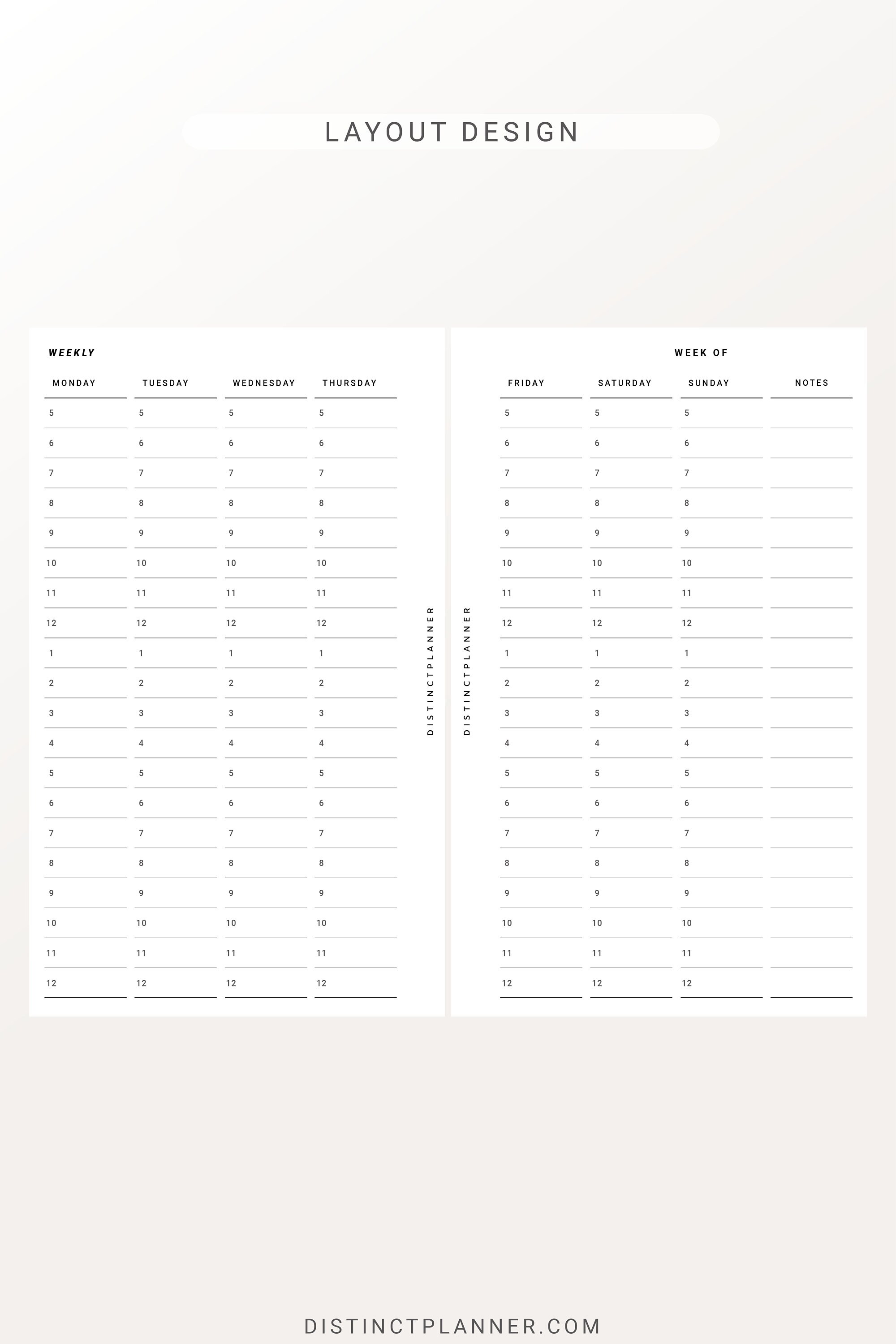 FCC Inserts Weekly Timetable Printable Hourly Schedule - Etsy