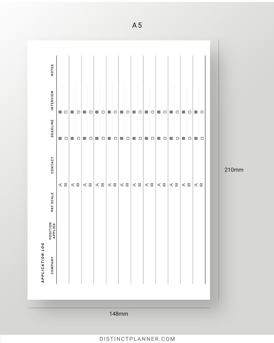 Application Tracker for Job Seeker A5 Inserts | Job Application Log ...