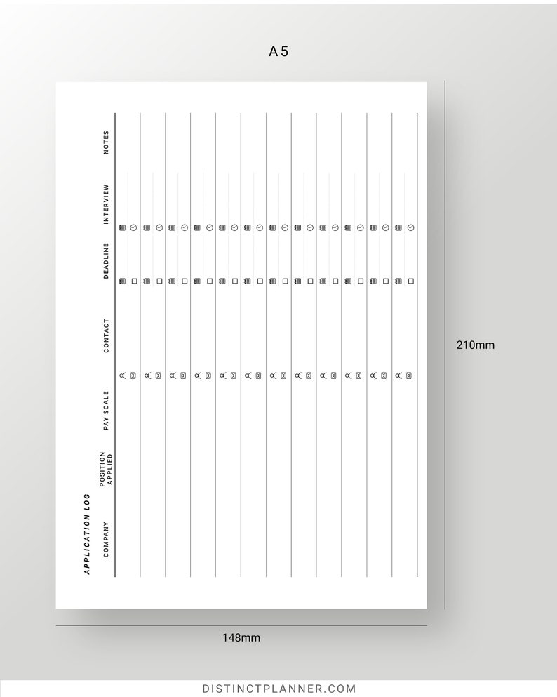 Application Tracker for Job Seeker A5 Inserts | Job Application Log ... Application Tracker for Job Seeker A5 Inserts | Job Application Log ...