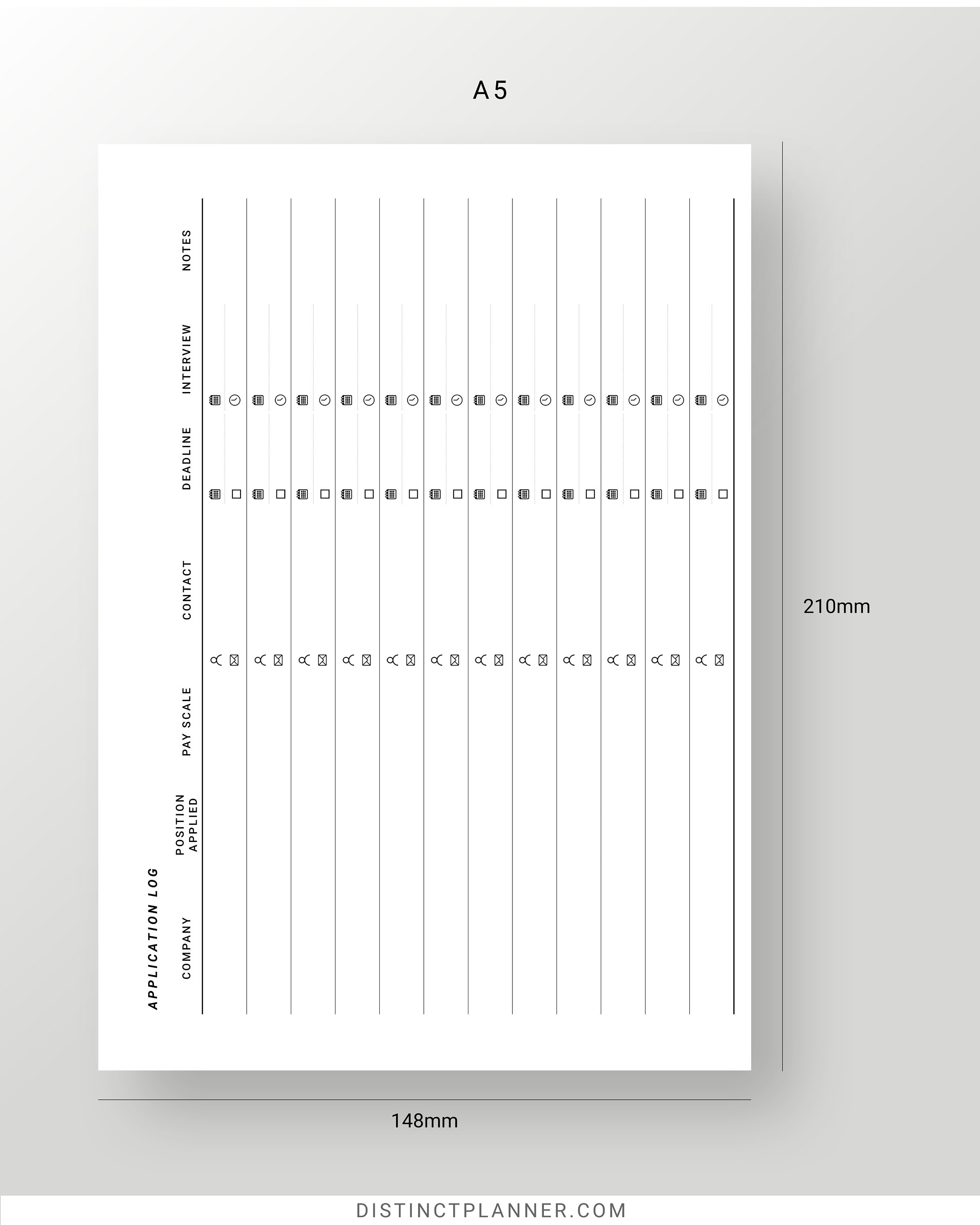 Application Tracker for Job Seeker A5 Inserts | Job Application Log ...