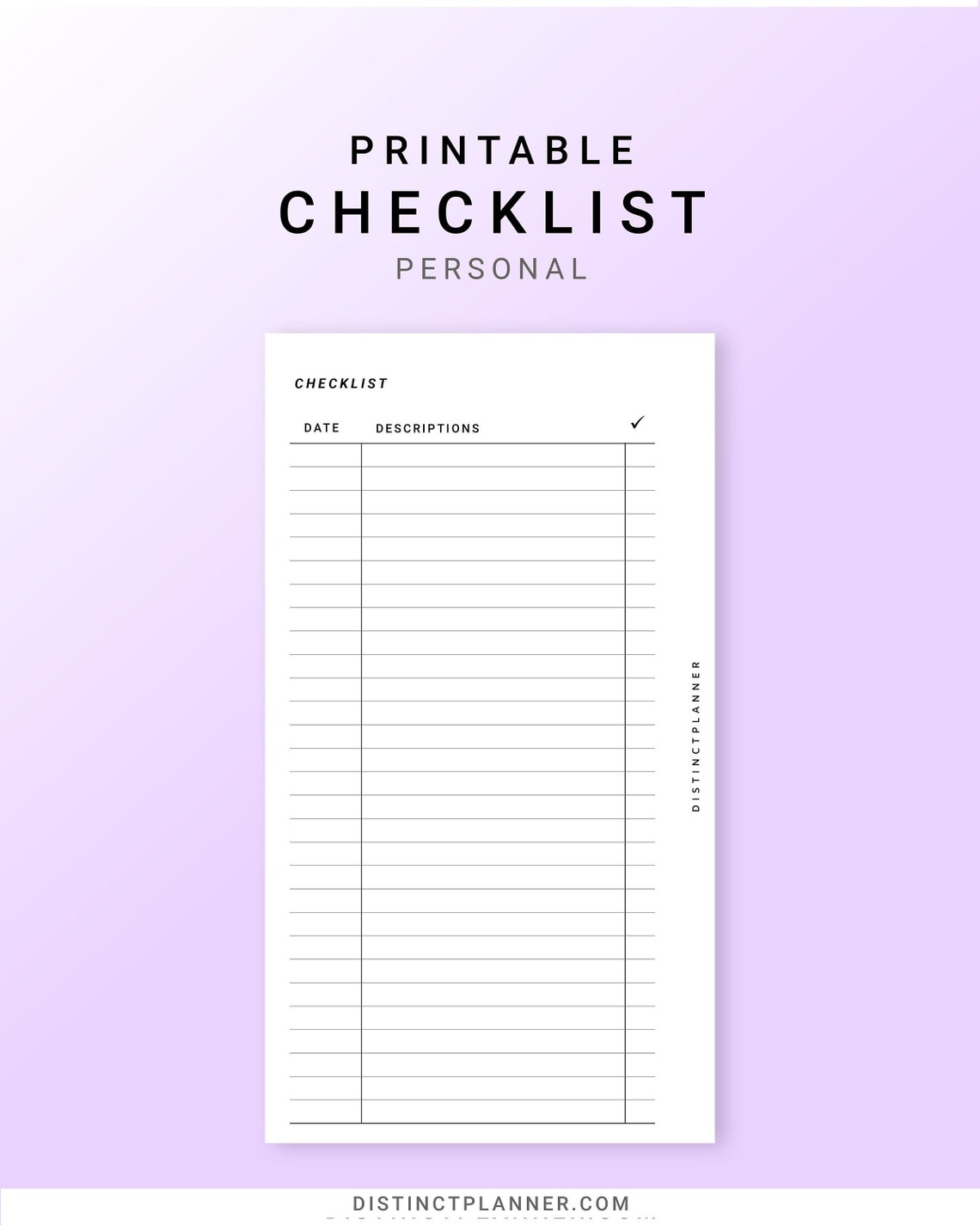 Checklist Printable Personal, Task List Template, Minimalist to Do List ...