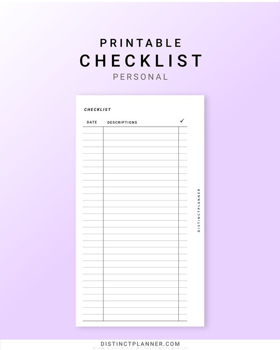 Checklist Printable Personal Task List Template Minimalist - Etsy