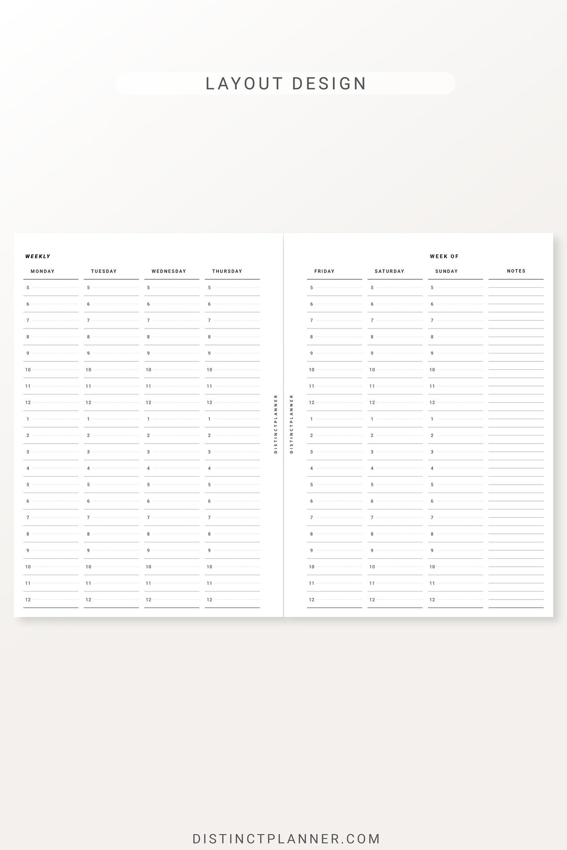 A5 Inserts, Weekly Timetable Printable, Hourly Schedule Agenda, 5 Am ...