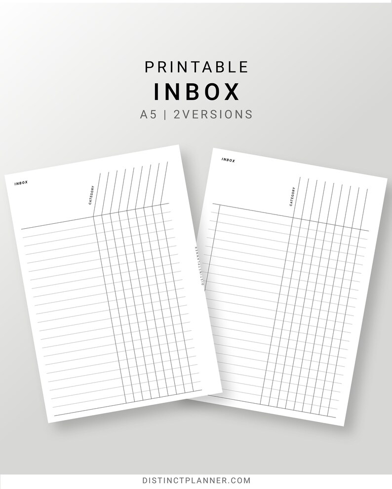Printable Inbox A5 Size Inbox Planner Inserts Inbox Tracker - Etsy