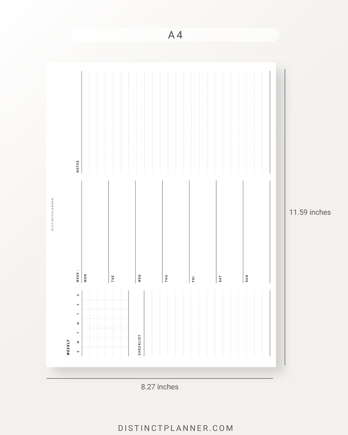 Weekly Planner Horizontal Template A4 Letter, Undated Weekly Journal ...