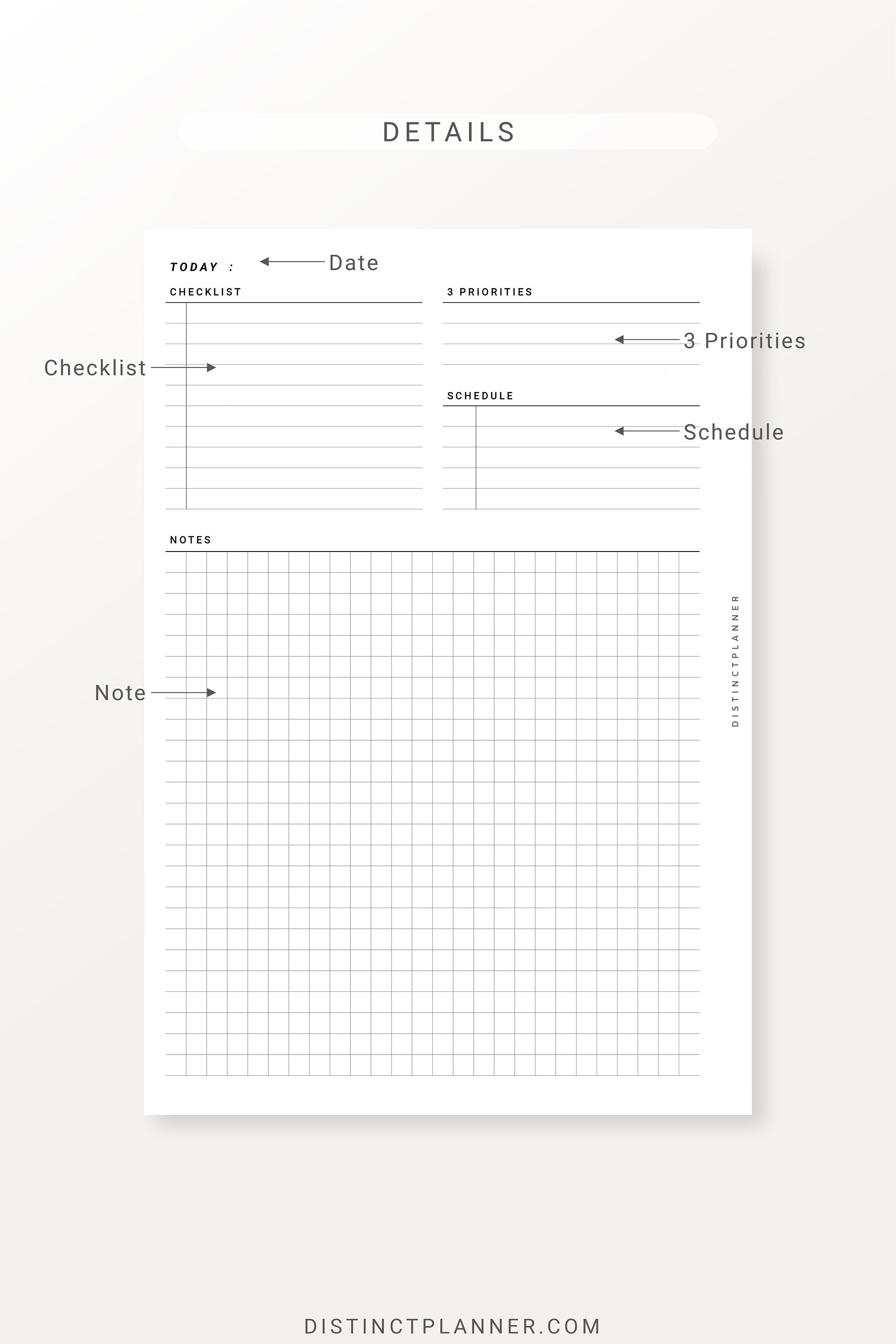 A5 Daily Planner Printable Inserts, Undated Day on One Page, Daily ...
