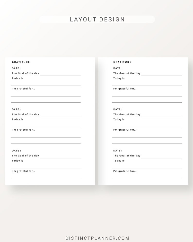 Pocket Daily Minimal Gratitude Journal Printable | Mindfulness Planner ...