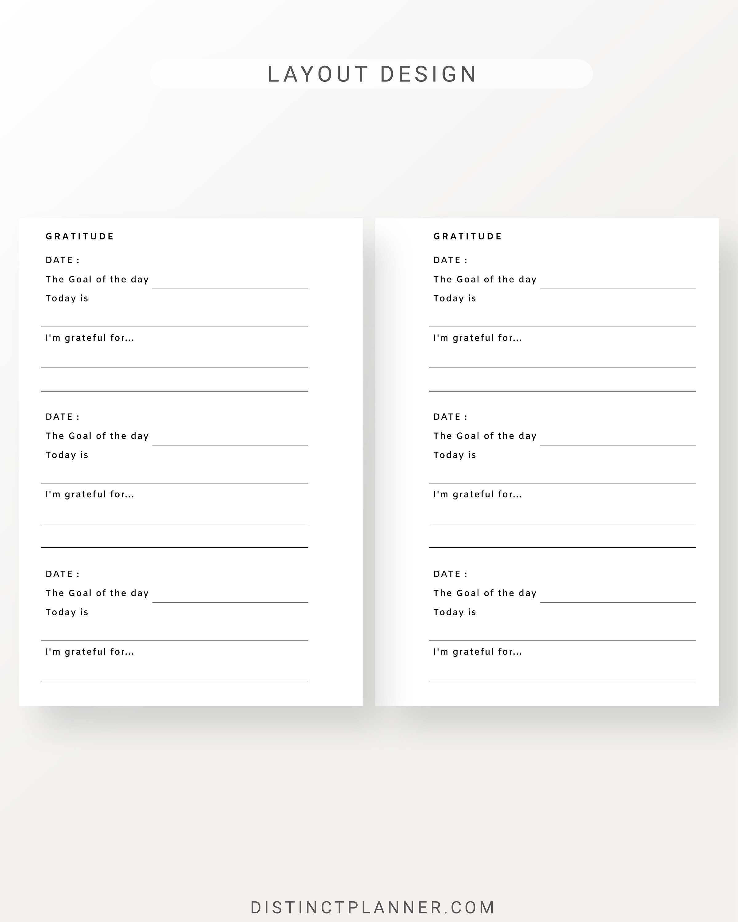 Pocket Daily Minimal Gratitude Journal Printable | Mindfulness Planner ...