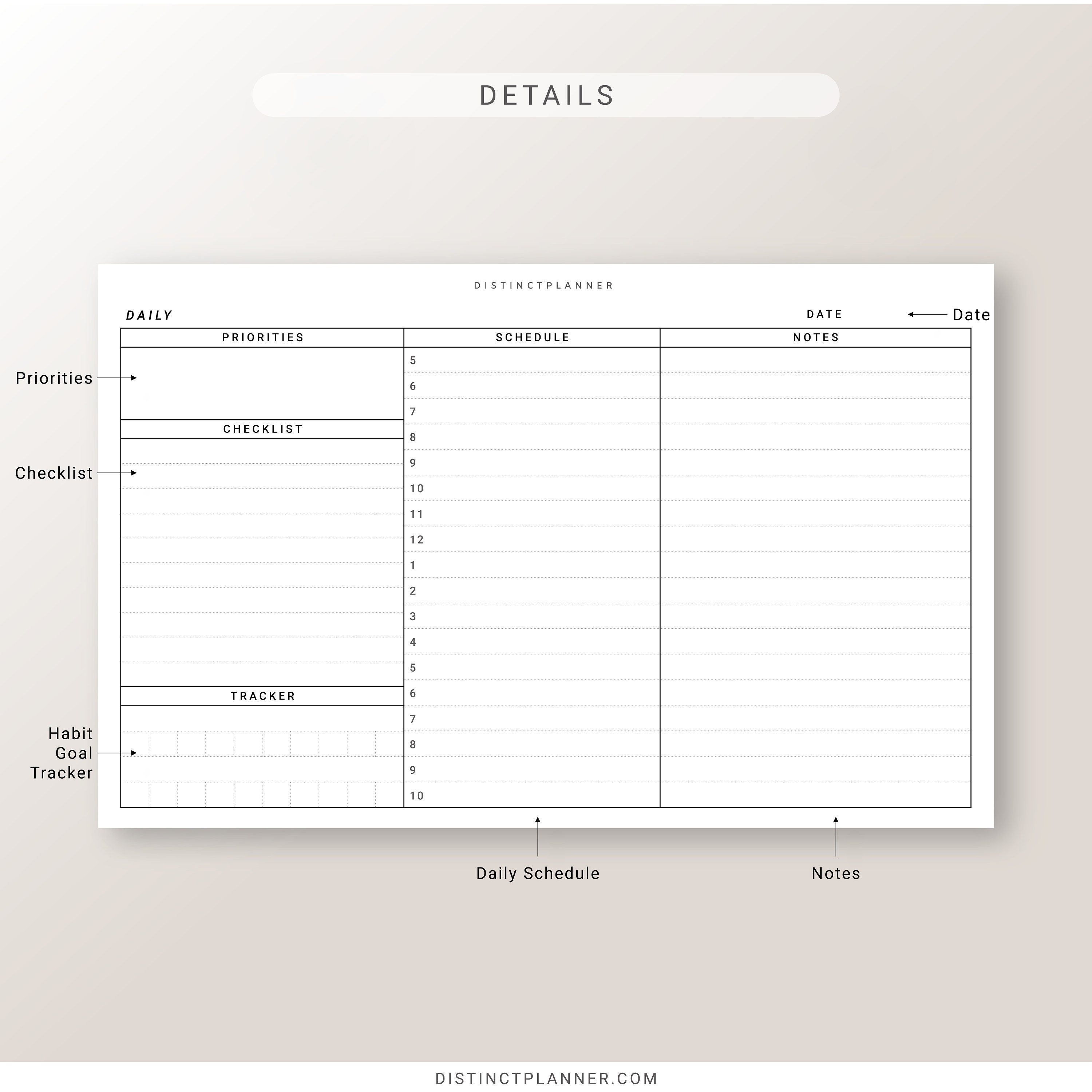 FCC Inserts, Daily Planner Printable Horizontal Layout, Daily on One ...