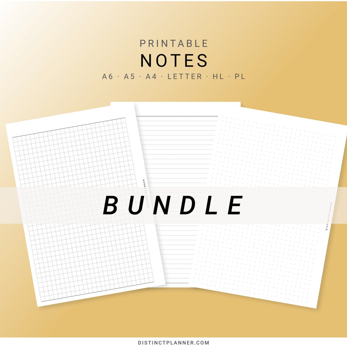 Printable Notes Inserts Bundle, Planner Note Page Inserts, Square Grid ...