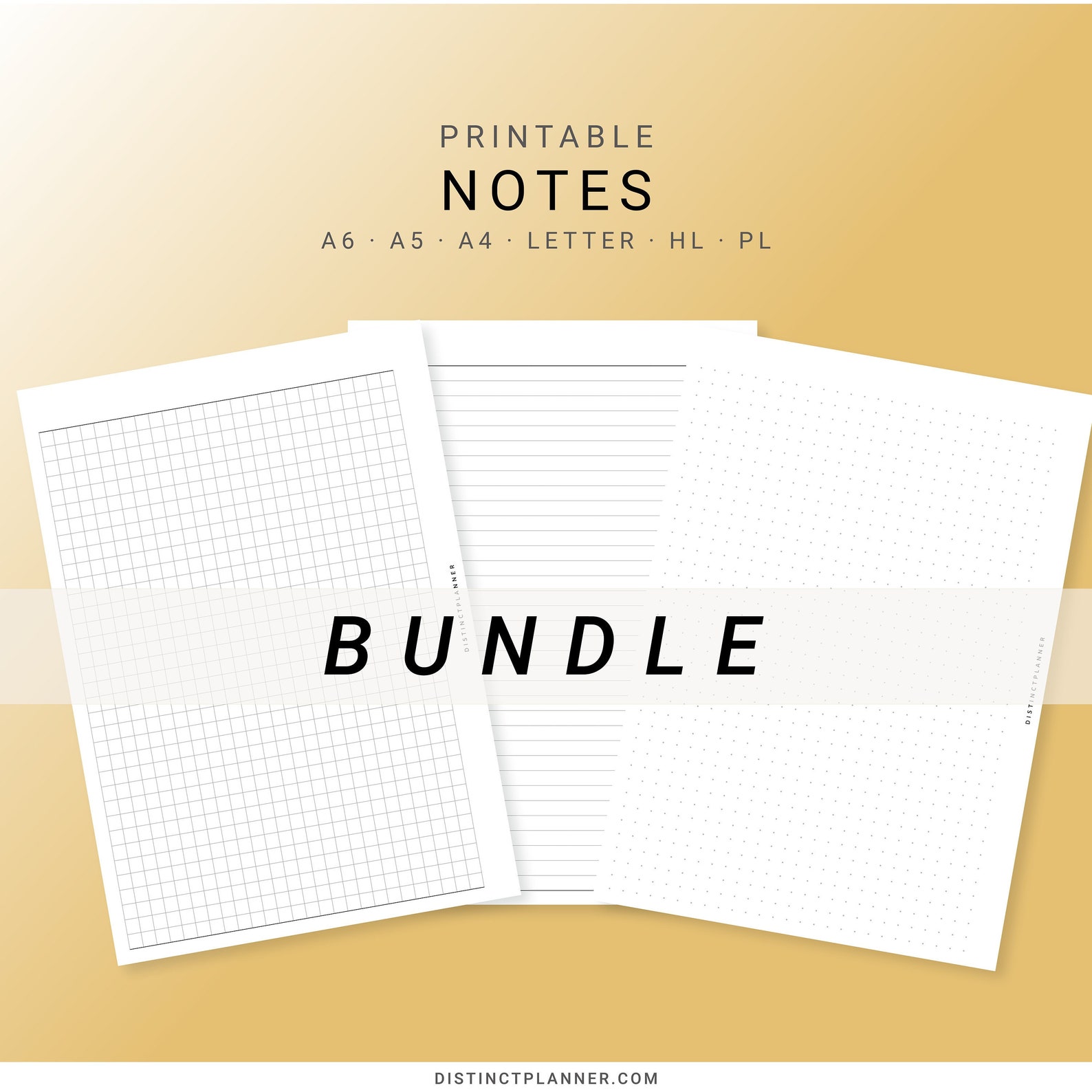 Printable Notes Inserts Bundle, Planner Note Page Inserts, Square Grid ...