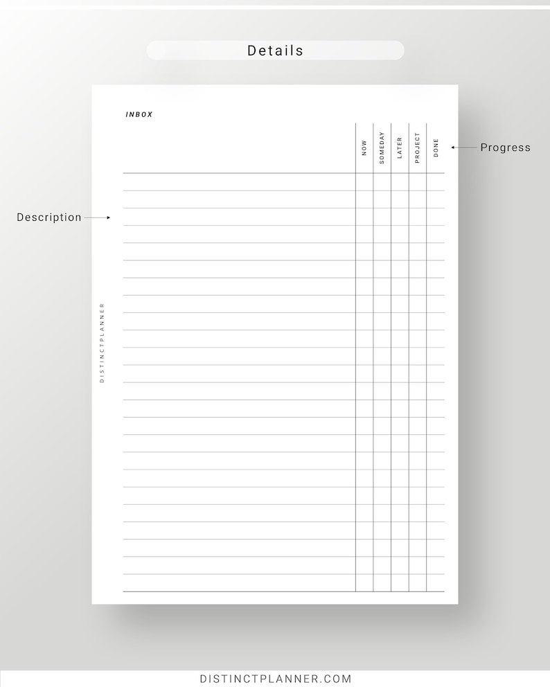 Inbox Printable Planner Inserts A5, Checklist Template, Inbox to Do ...