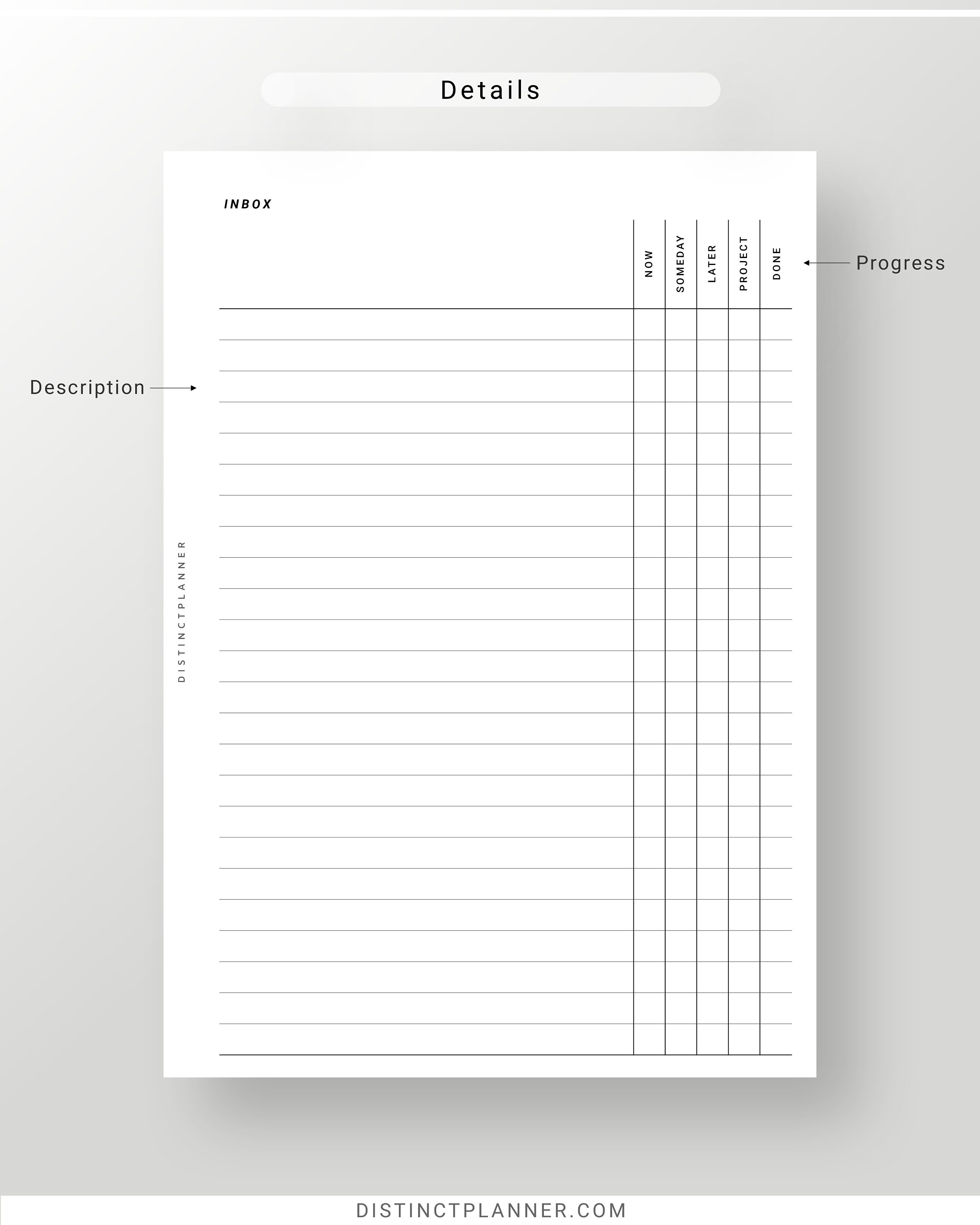 Inbox Printable Planner Inserts A5, Checklist Template, Inbox to Do ...