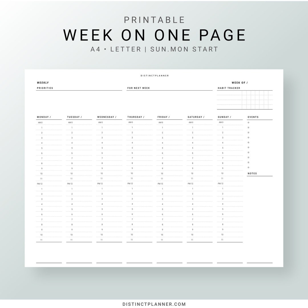 A4 | Weekly Planner Time Blocking Printable | Weekly Timetable Desk Pad ...
