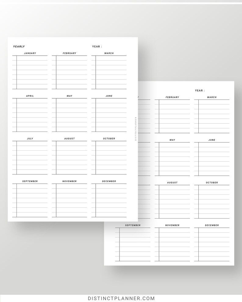 Yearly Checklist Printable A5, Yearly to Do List, Undated Yearly ...