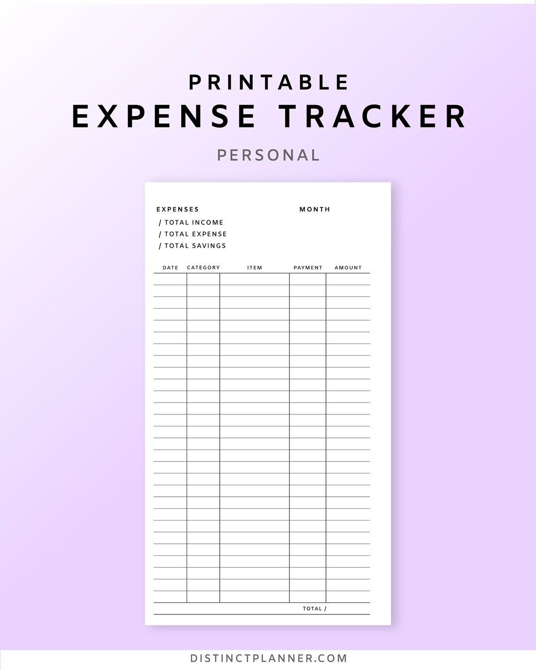 Personal | Expense Tracker Printable With Category | Finance Spending ...