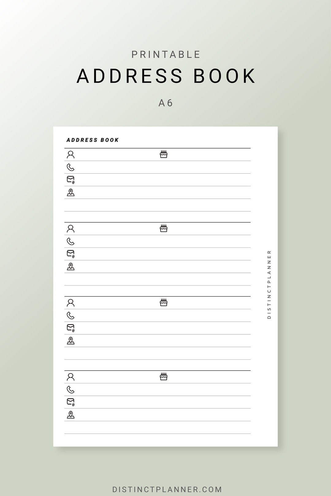 A6 Address Book Printable Inserts, Contact List Template Planner Refill ...