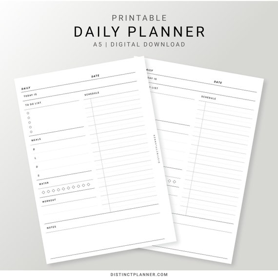 A5 Daily Planner Inserts Daily Overview Printable Day on One | Etsy