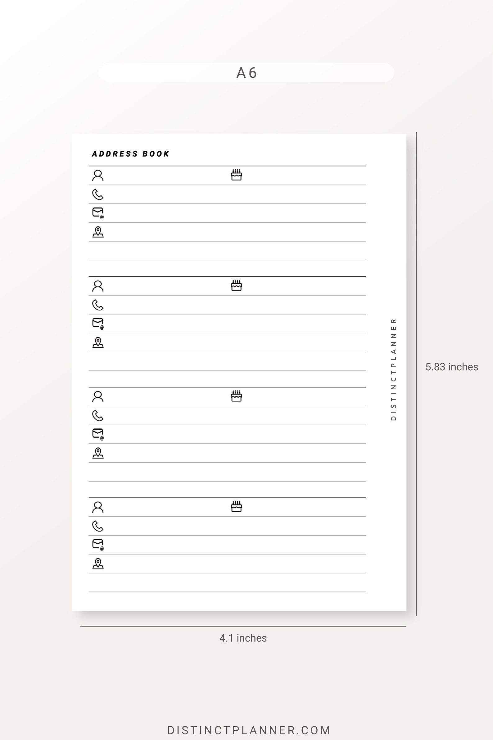 A6 Address Book Printable Inserts, Contact List Template Planner Refill ...